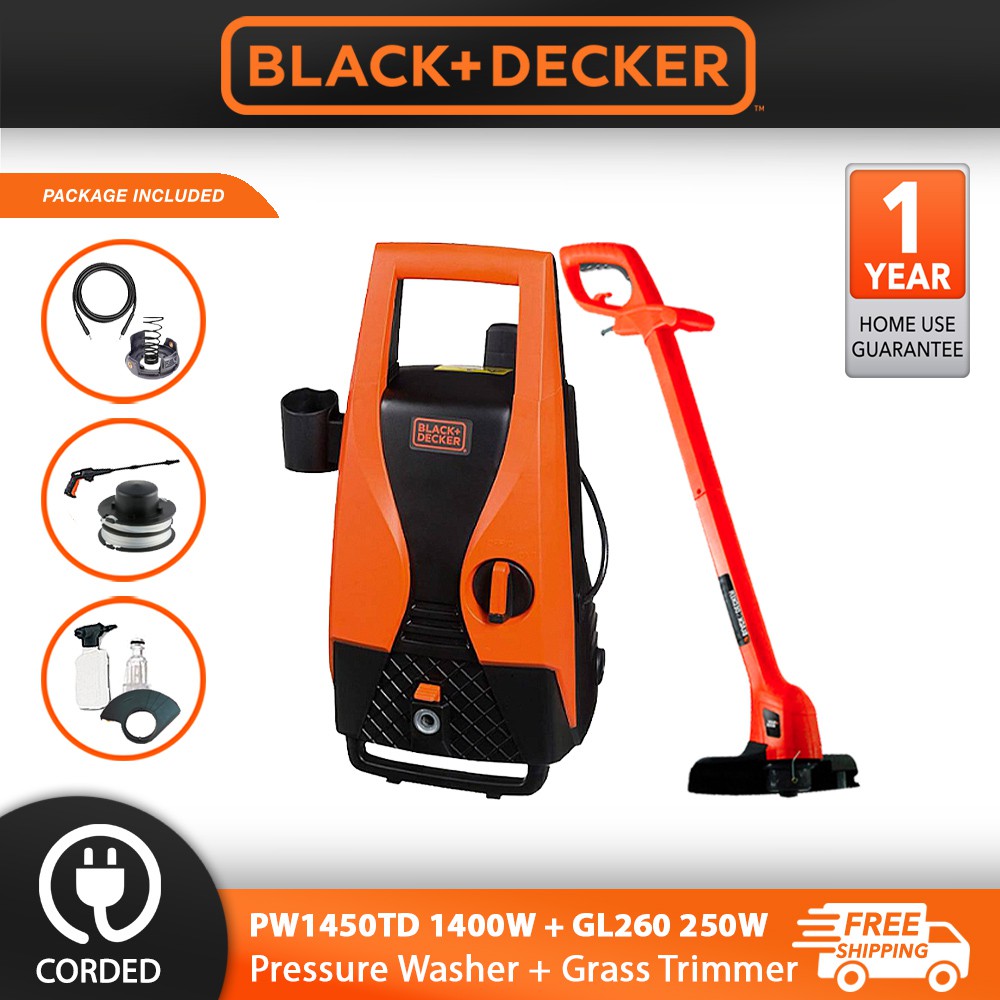 [Bundle] BLACK & DECKER PW1450TD 1400W 105 Bar Pressure Washer + GL260 ...