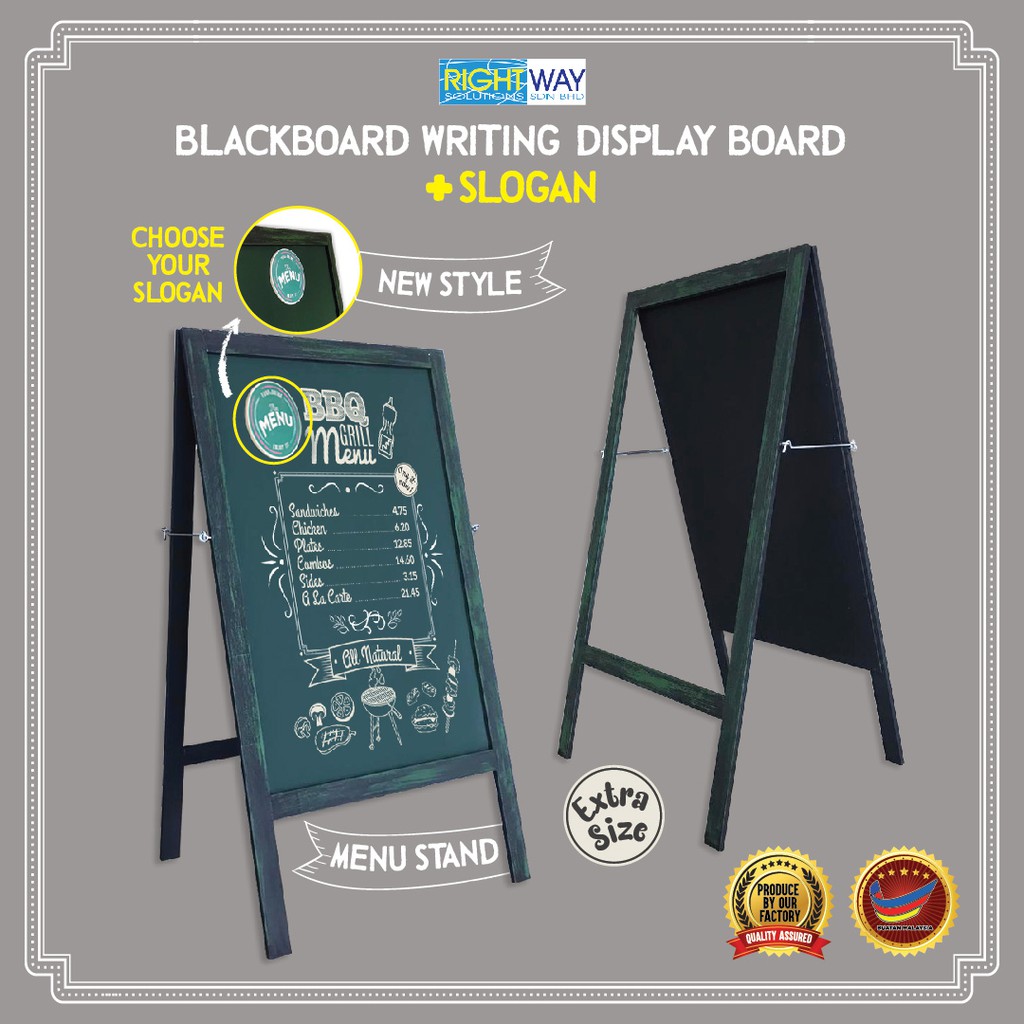 Blackboard Writing Display Board Menu Stand + Slogan(The Menu) | Shopee ...