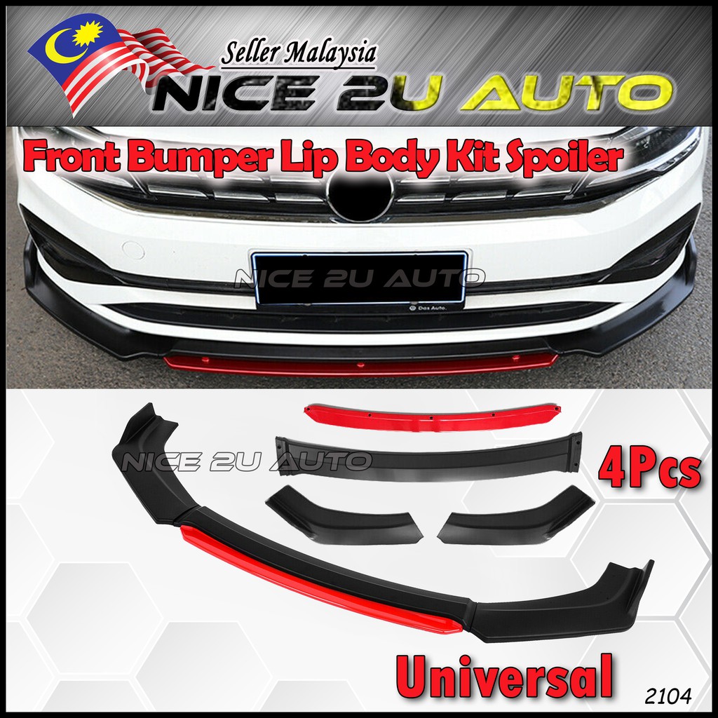 ⚡️NEW⚡️ Universal Front Bumper Diffuser Lip Black Red (4pcs) ⚡ ...
