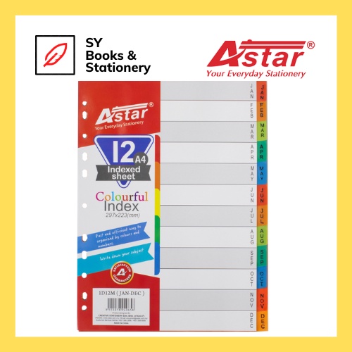 ASTAR A4 Colorful High Quality PP Index Divider ID10C/ID12C/ID20A/ID31D ...