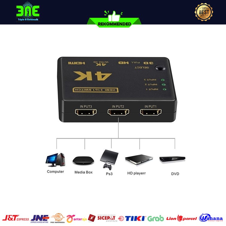 Hdmi Selector Switch Selector 3in1 3 Input 1 Output TV Remote Control ...
