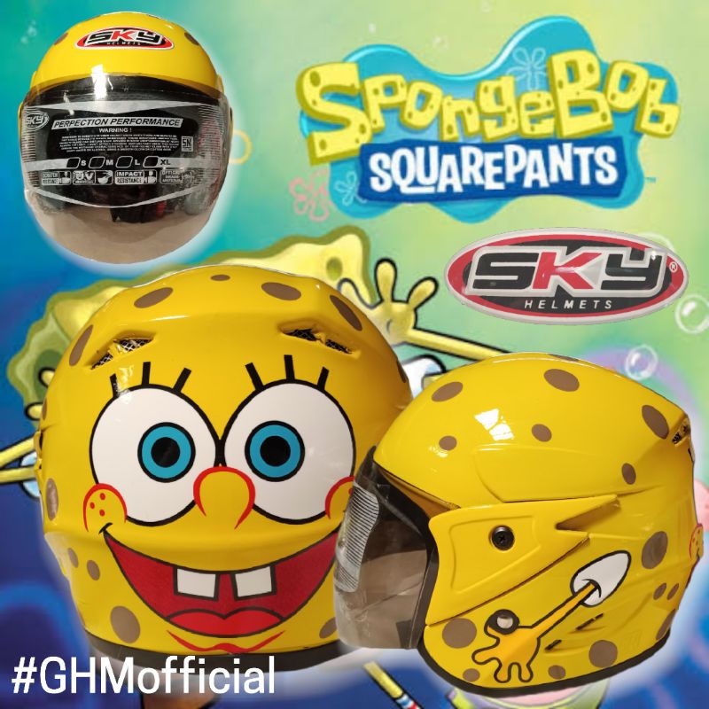 Helmet for children aged 3 to 7 years SKY with SNI Spongebob Character ...