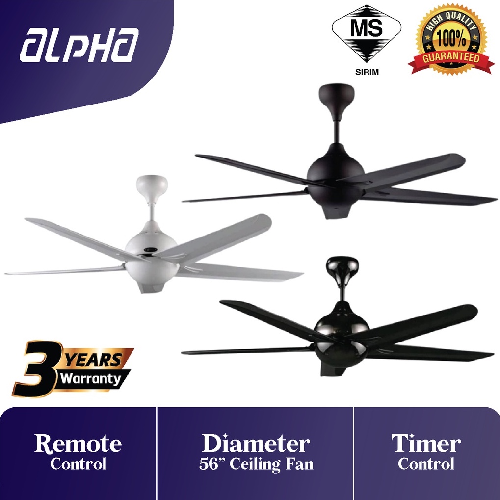 ALPHA AX/AF 828/5B & 828/3B (56") 5 SPEEDS REMOTE CEILING FAN | Shopee ...