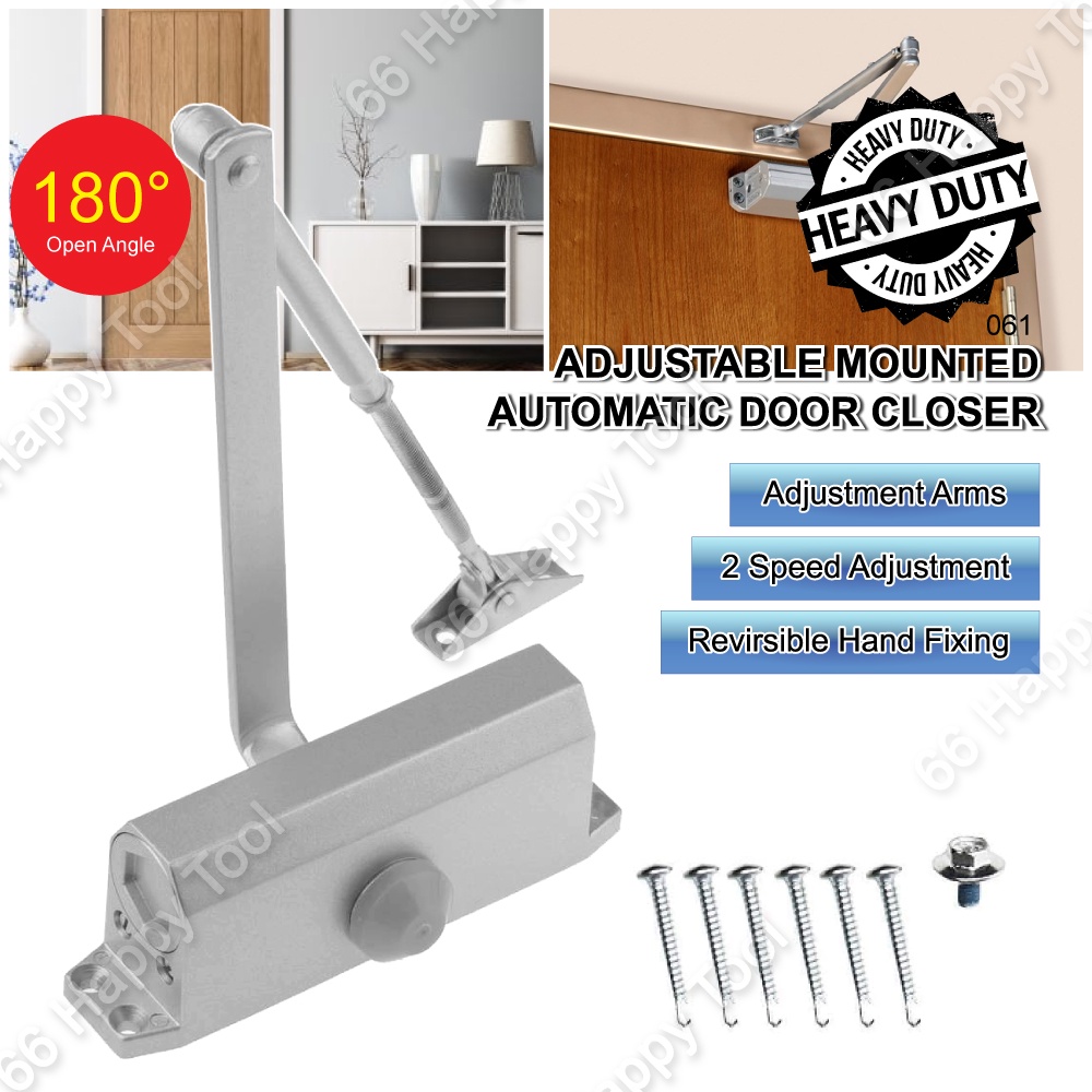 Adjustable Mounted Automatic Door Closer Heavy Duty 2 Speed 180 Degree ...