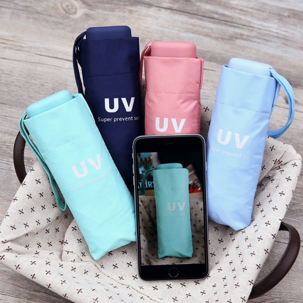 Parasol Fashion Folding Mini Vinyl Anti-UV Candy Macaron Color Umbrella ...