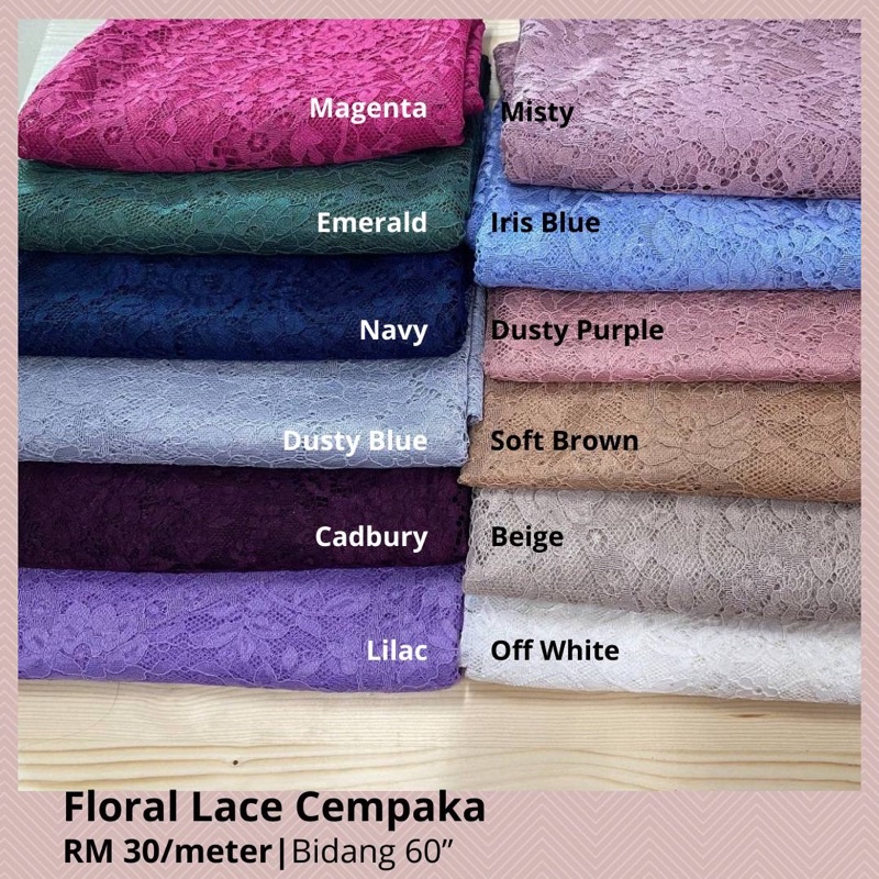 NEW Floral lace / Kain lace bidang 60” / wedding lace | Shopee Malaysia