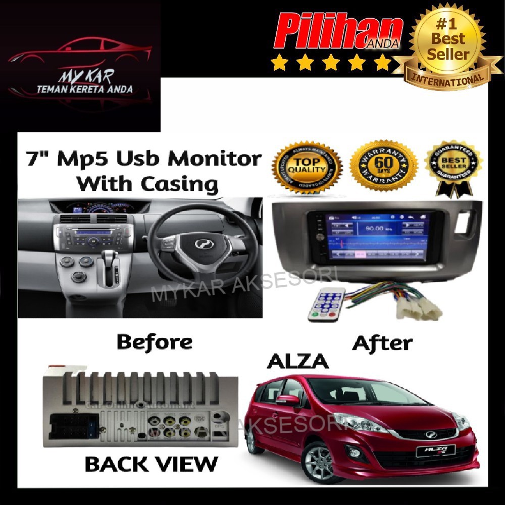 Perodua Alza MP5 MONITOR 7" Touchscreen Usb Bluetooth Radio Plug&Play ...