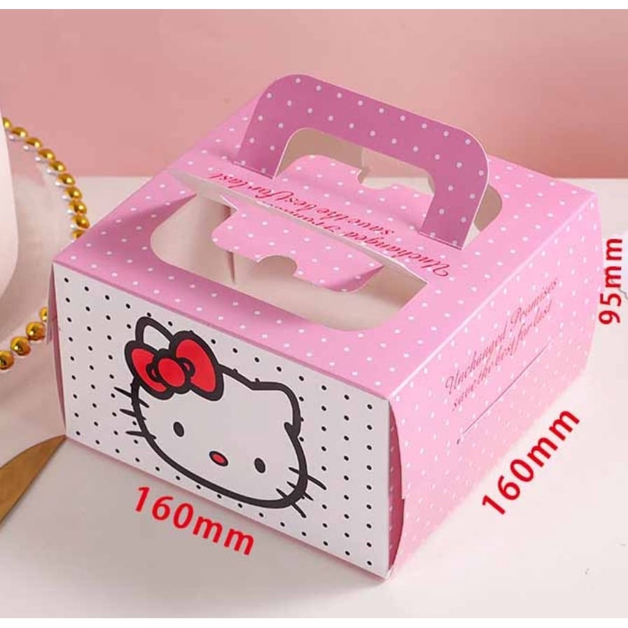 [Ready Stock] Hello Kitty Cake box with Handle & Window (4 Cavity ...