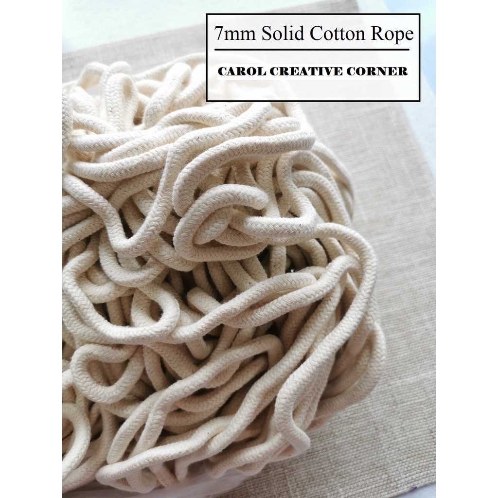 (By Meter) 7mm Solid Cotton Rope Twine Cord Cotton String Tali Sukan ...