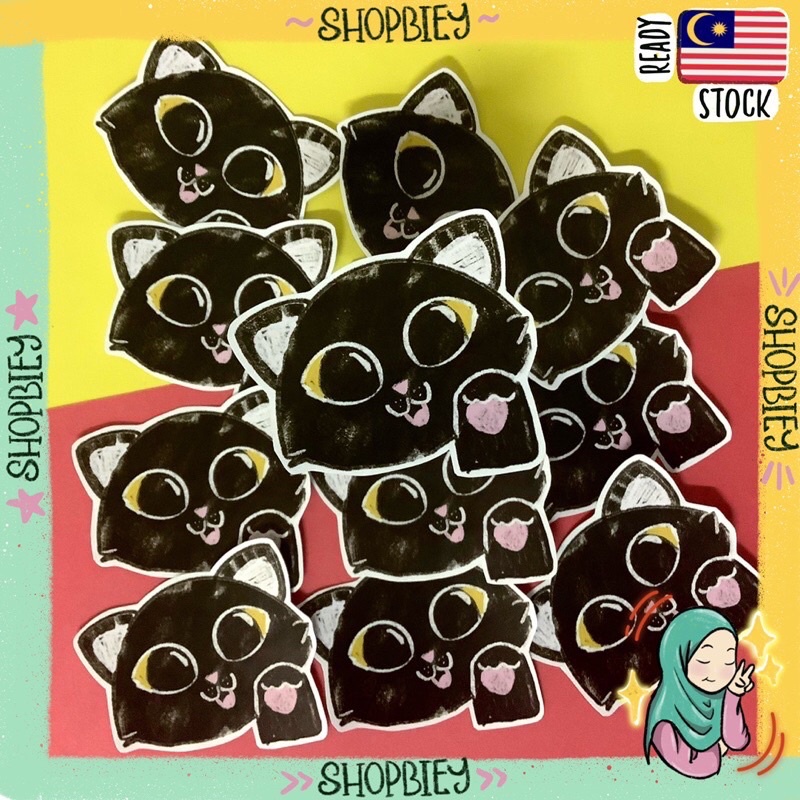 STICKERS CUTE BLACK CAT | Shopee Malaysia