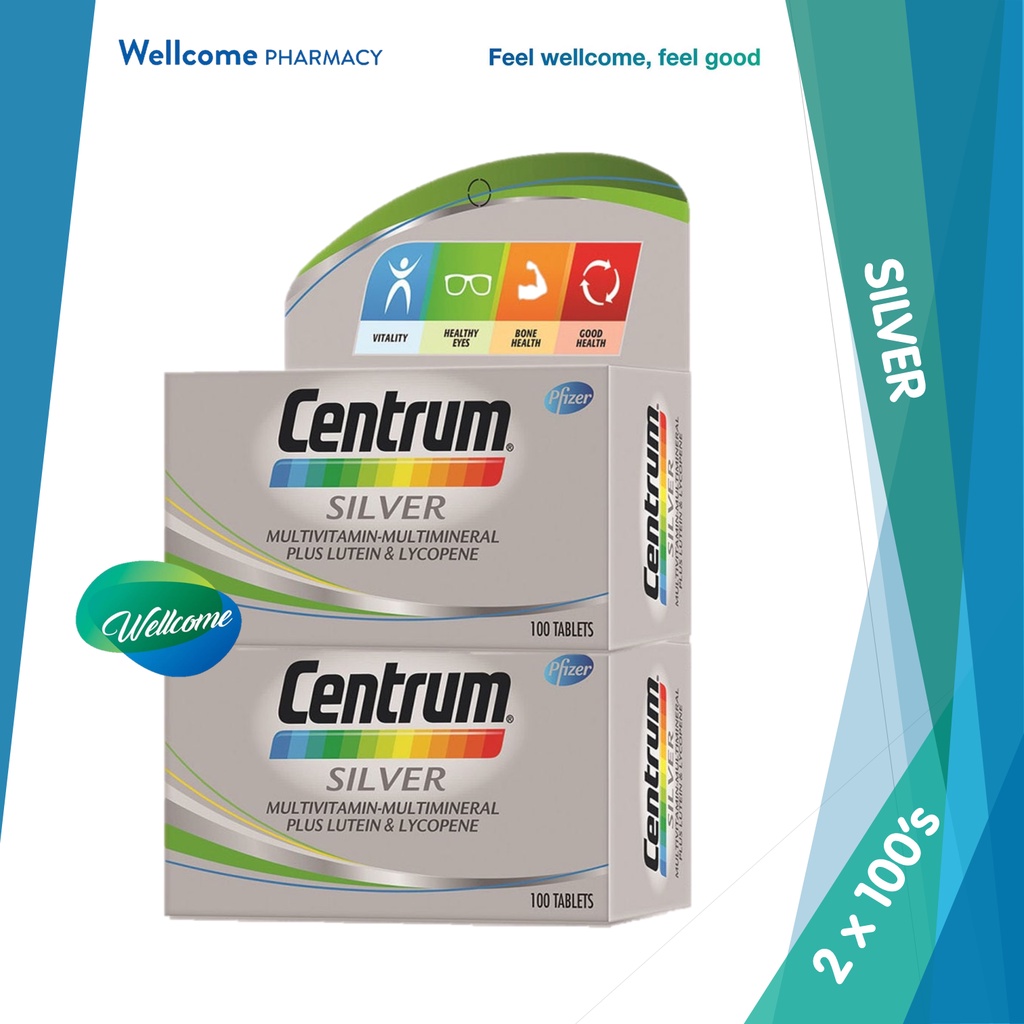 Centrum Silver Multivitamins & Minerals Tablets - 2 x 100's (Twin Pack ...