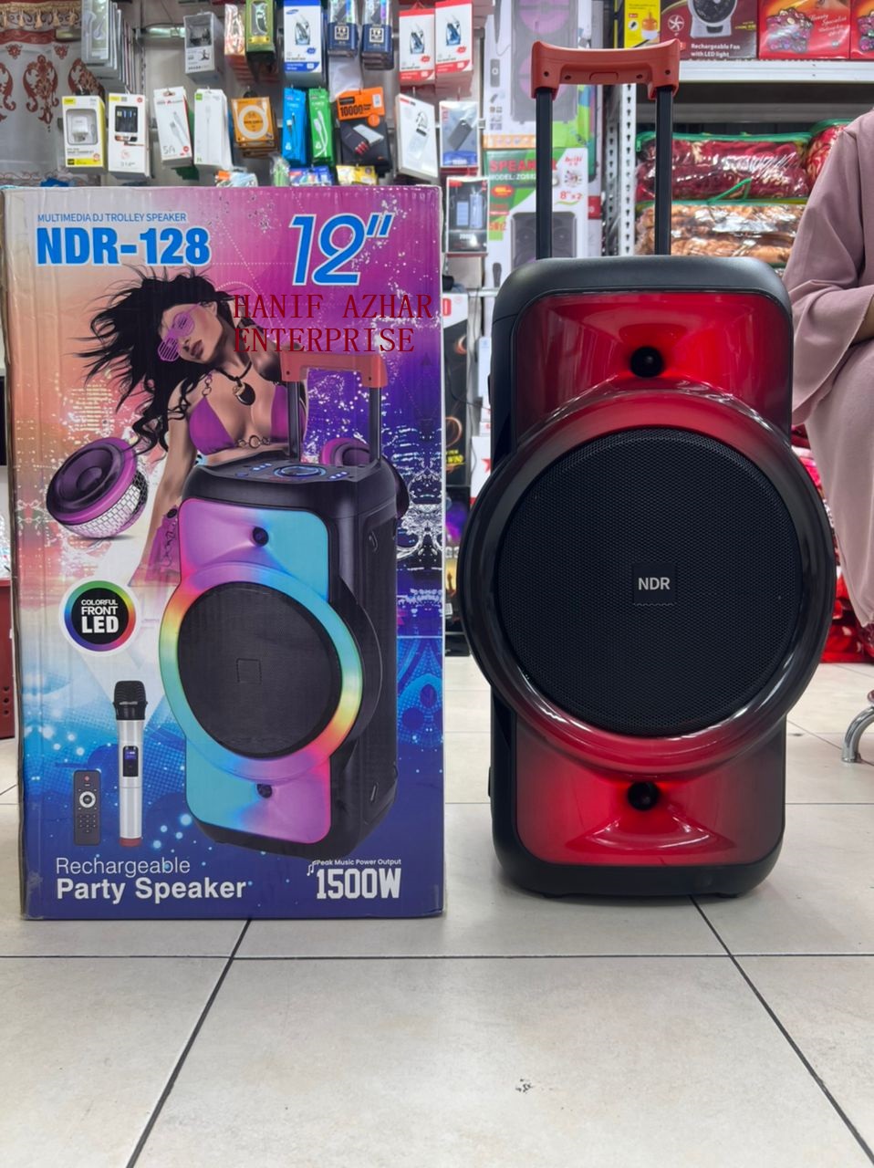 SPEAKER POWERFULL SOUND MULTIMEDIA DJ TROLLEY SPEAKER NDR-128 Rechargeable Party Speaker with ...