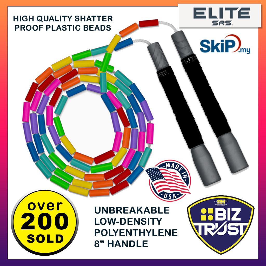 Elite SRS X Skip.My Signature 1'' Beaded Jump Rope (Long Handle with ...