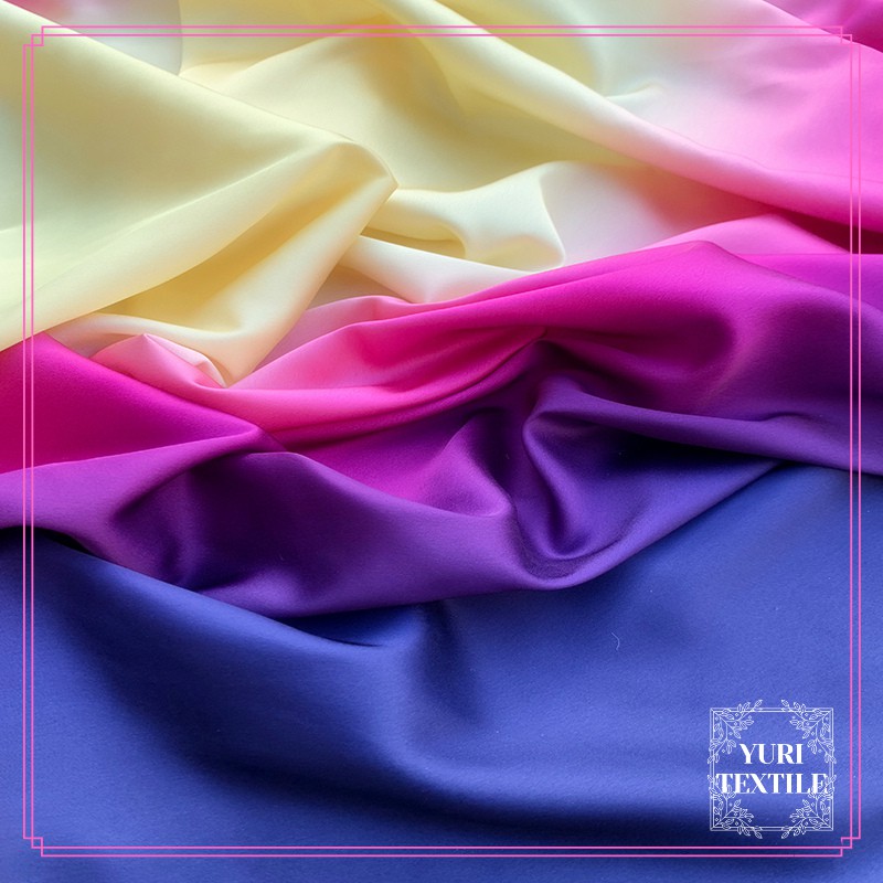 Premium Satin Fabric in Mix Colour with Gradient Effect / Kain Meter ...