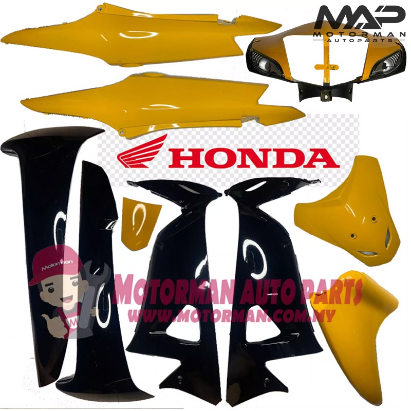 BODY COVER SET(LOCAL) HONDA WAVE100-R YELLOW+BLACK (NO DISC) "MOTORMAN ...