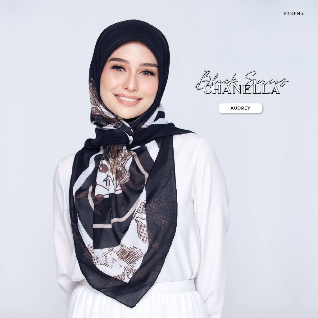 FAREHA hijab Tudung Bawal Black Series SE chiffon chanella cotton Anti ...