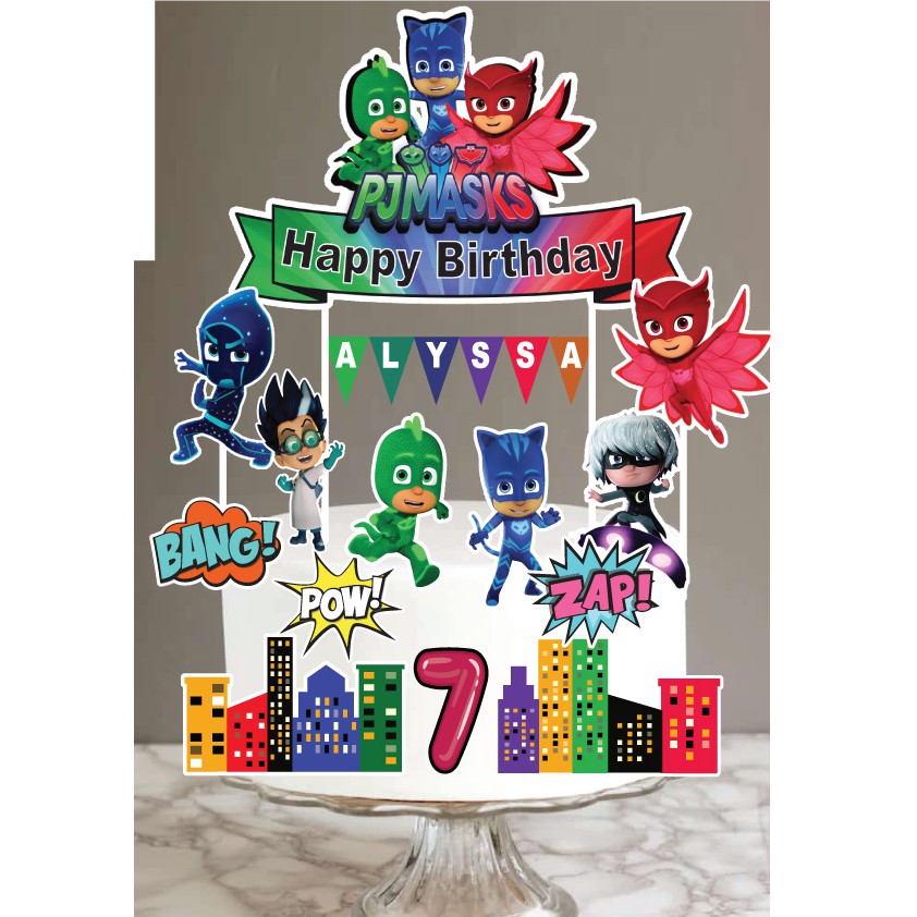 PJ Mask Cartoon Birthday Cake Topper | Shopee Malaysia