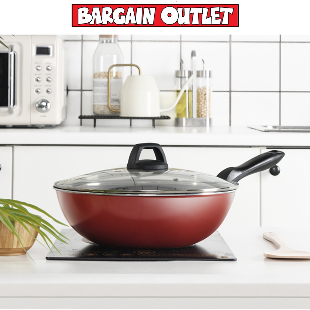 COOKER KING 32cm WOK Nonstick Stir Fry Pan Cookware With Lid Suitable ...