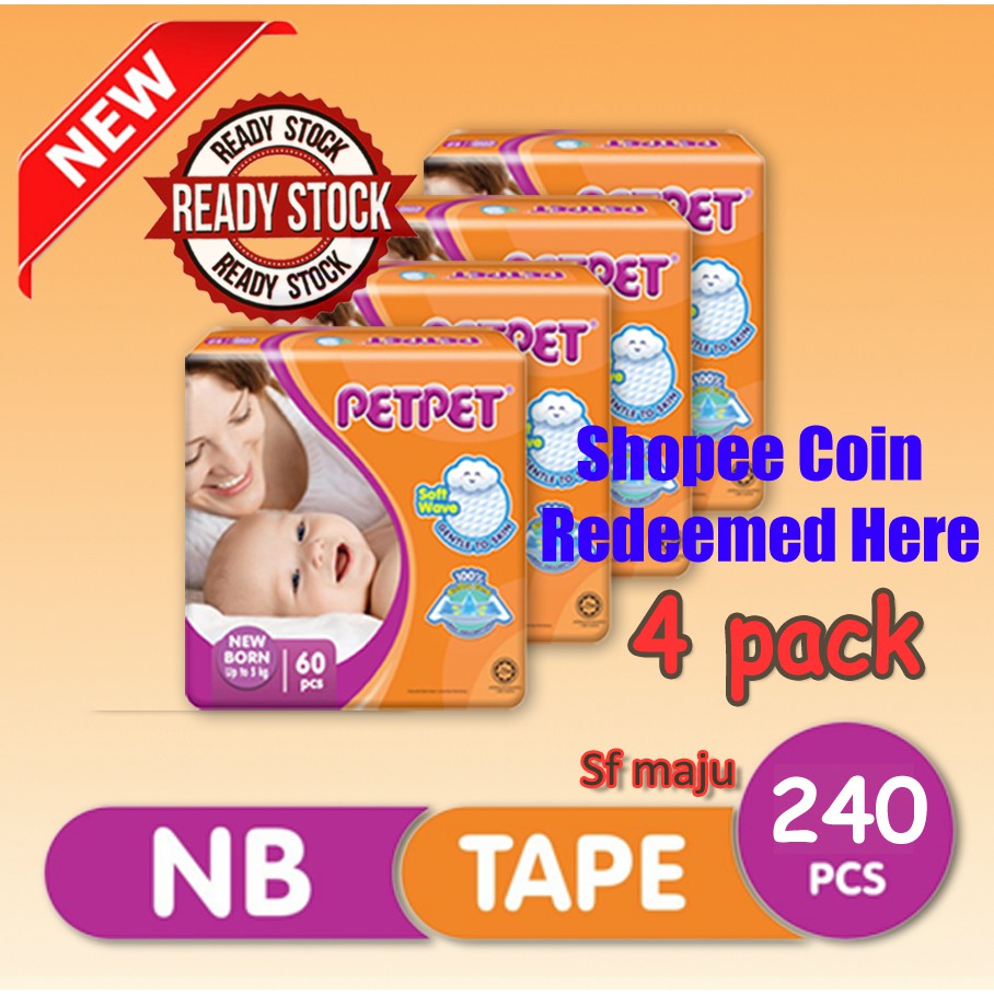 🔥Ready Stock🔥 PetPet Jumbo Pack NB 4x60's (1box) | Shopee Malaysia