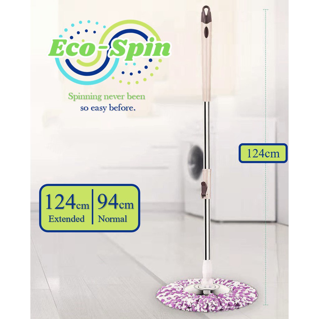 ECO-SPIN Microfiber Spin Mop 360 Rotation Stainless Steel Spin Mop Set ...