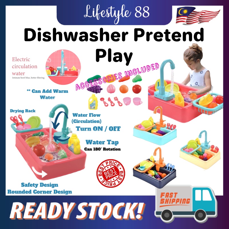 *READY STOCK* Children Kitchen Dish Washing Sink Pretend Play Set ...