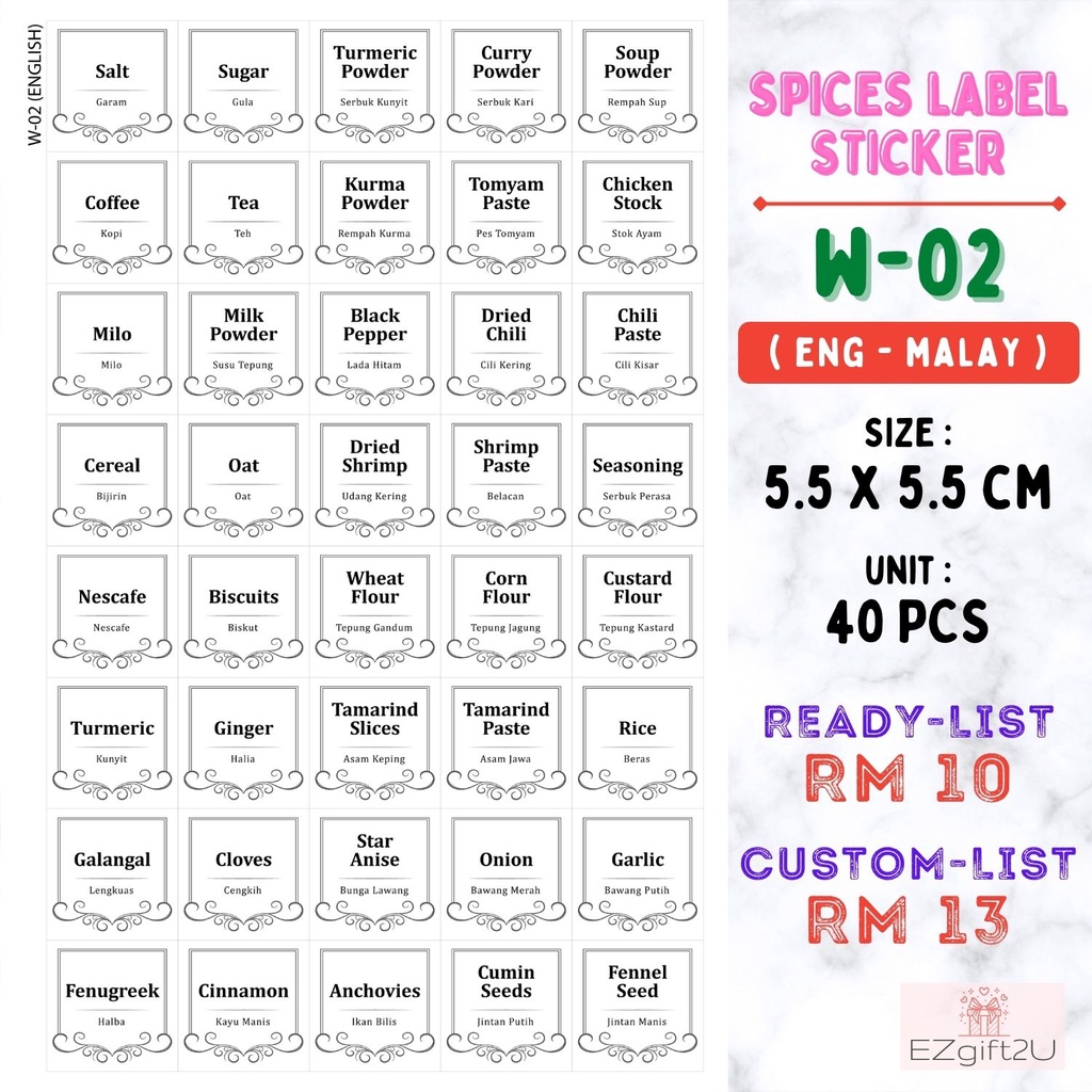 KITCHEN LABEL STICKER | Waterproof Sticker Label Dapur Rempah Kalis Air ...