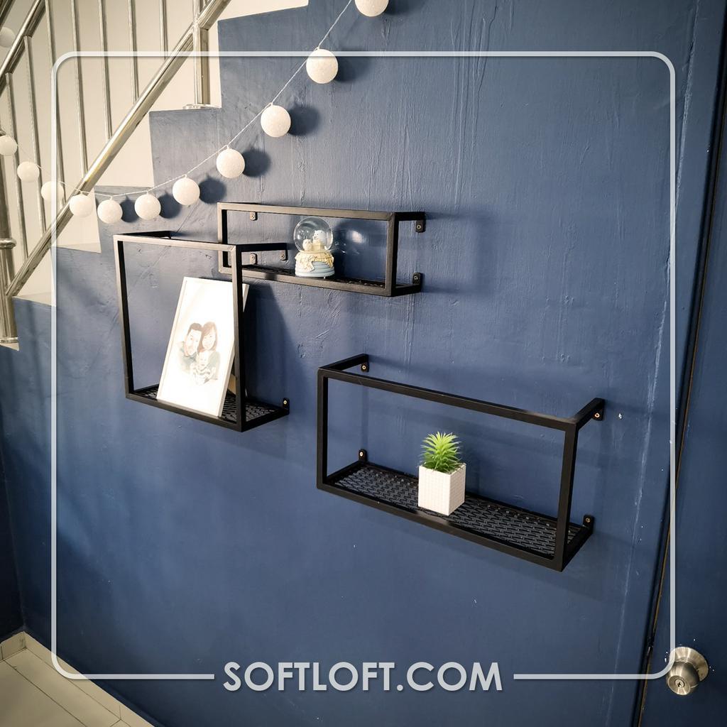 Laursen DIY Metal Shelf Storage Wall Mounted Book Rack Frame Hanging ...