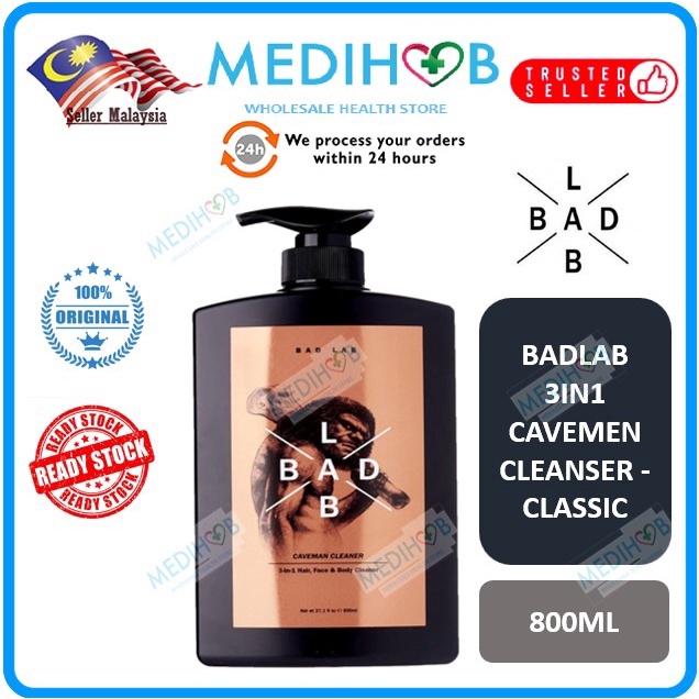 BAD LAB [CAVEMAN CLEANER] 3-IN-1 Hair, Face & Body Cleaner With Vitamin ...