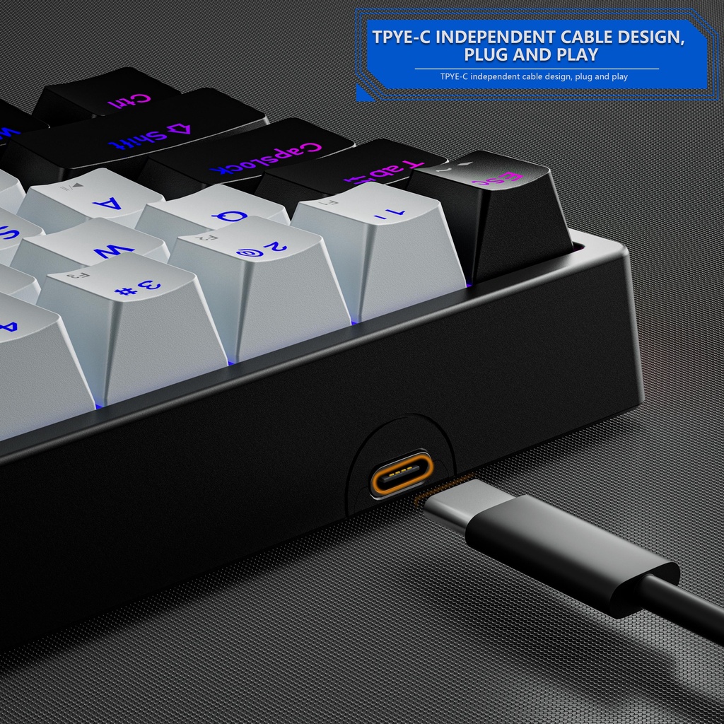 Leaven Detachable Type-C RGB Lighting Mechanical Keyboard 61 Keys K-620 ...