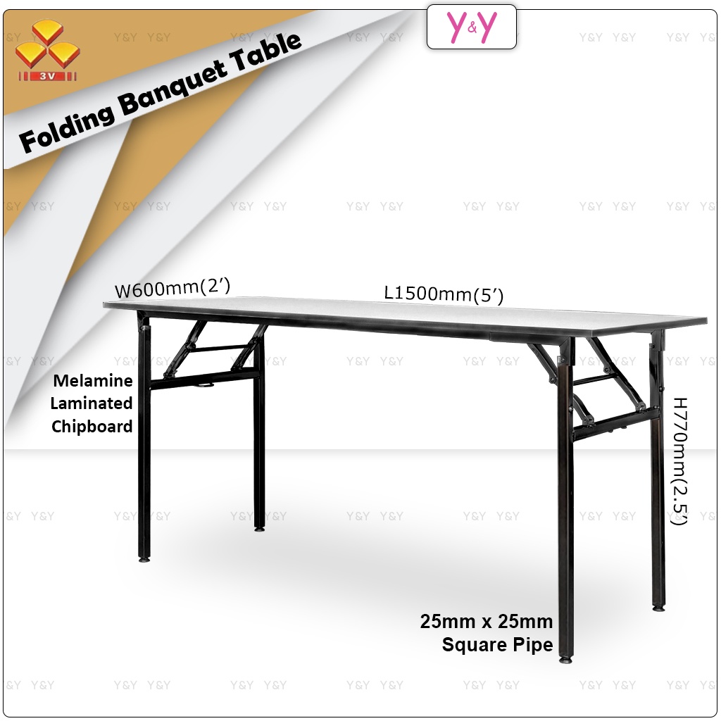 3V 2' x 5' Meja Lipat / Meja Makan / Foldable Banquet Table / Folding ...
