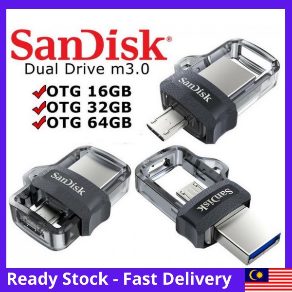 SanDisk OTG Pendrive Ultra Dual USB M3.0 Micro Flash Drive OTG (16GB ...