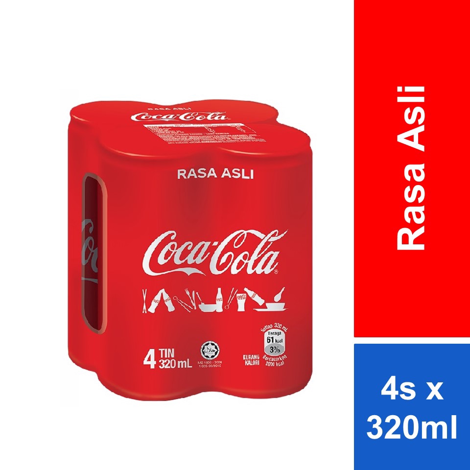 Coca-Cola Can Rasa Asli 320ml x 4s | Shopee Malaysia