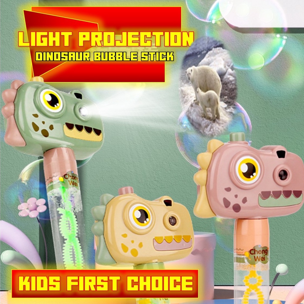 Inatreehouse. Dinosaur Bubble Stick with Light Projection, Bubble Stick ...