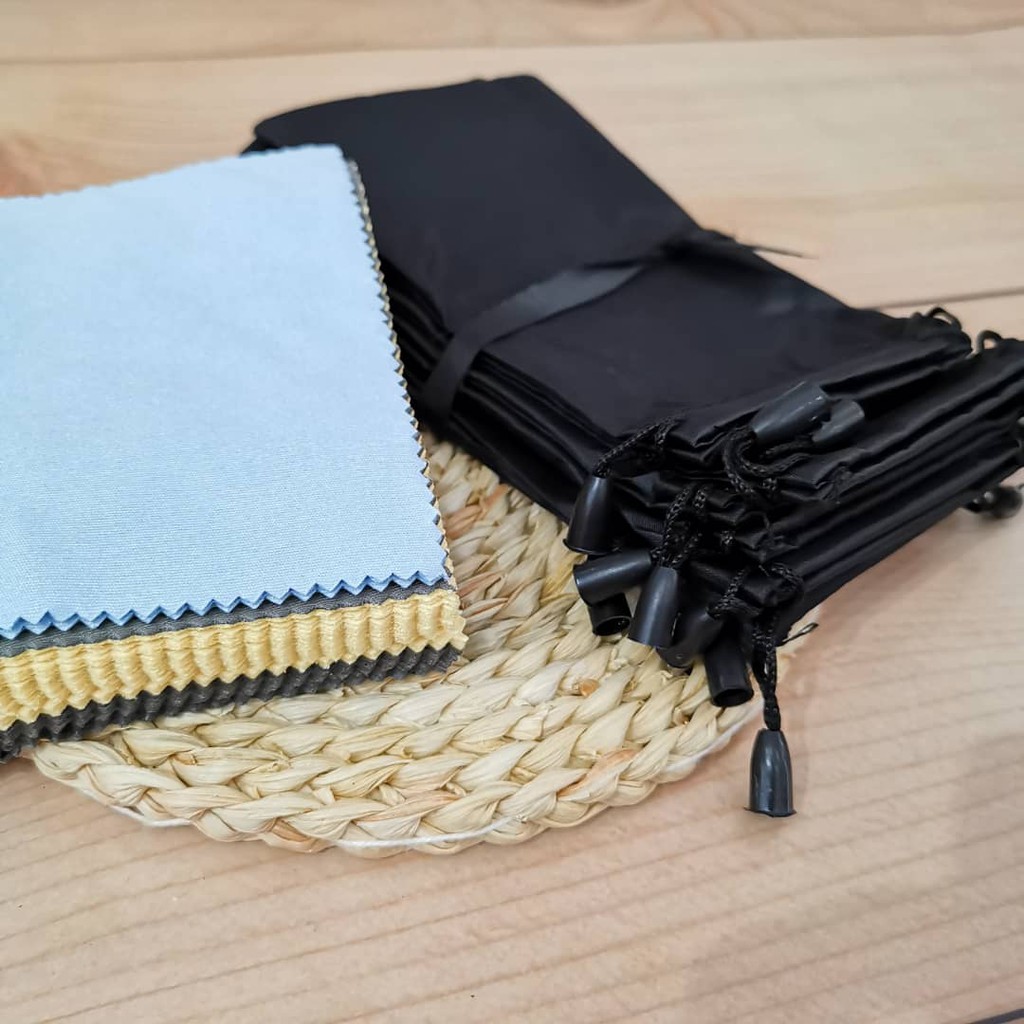 Ready stock eyeglasses pouch and cleaning cloth sarung dan kain lap ...