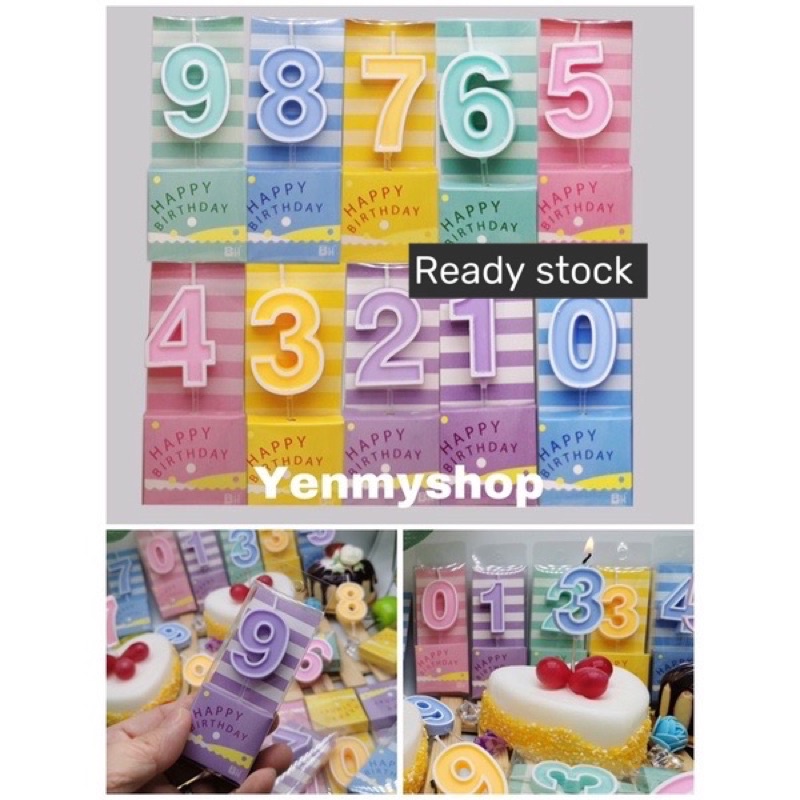 Kek Lilin Candy Colour Number Candle / Cake Topper / Birthday Candle ...