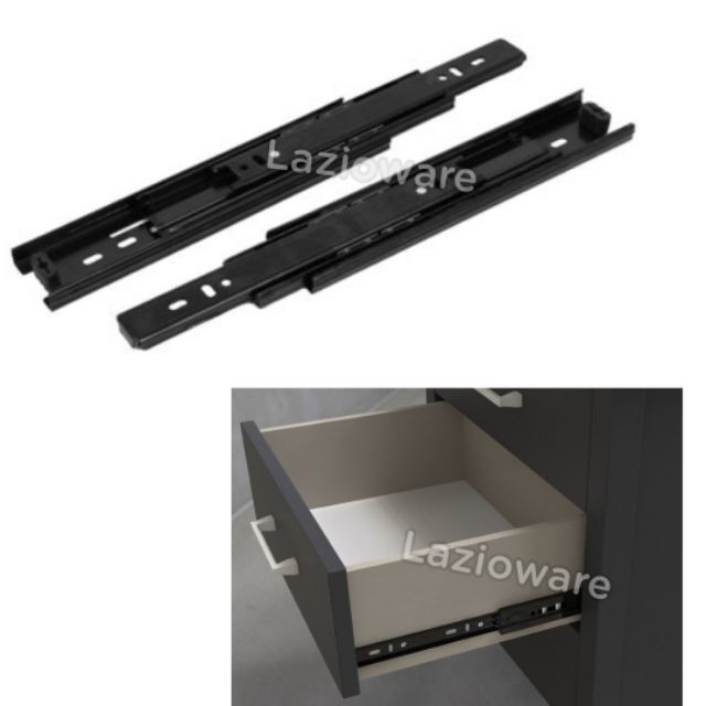 45mm (left and right) Full extension drawer slide rail (black) | Shopee ...