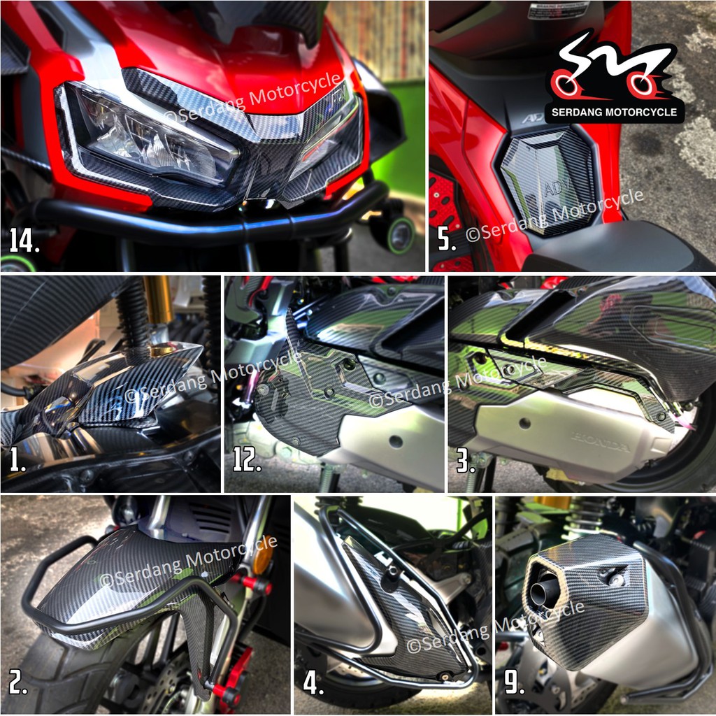 Honda ADV 150 Carbon Cover Set Water Transfer ADV150 Body Kit Coverset ...