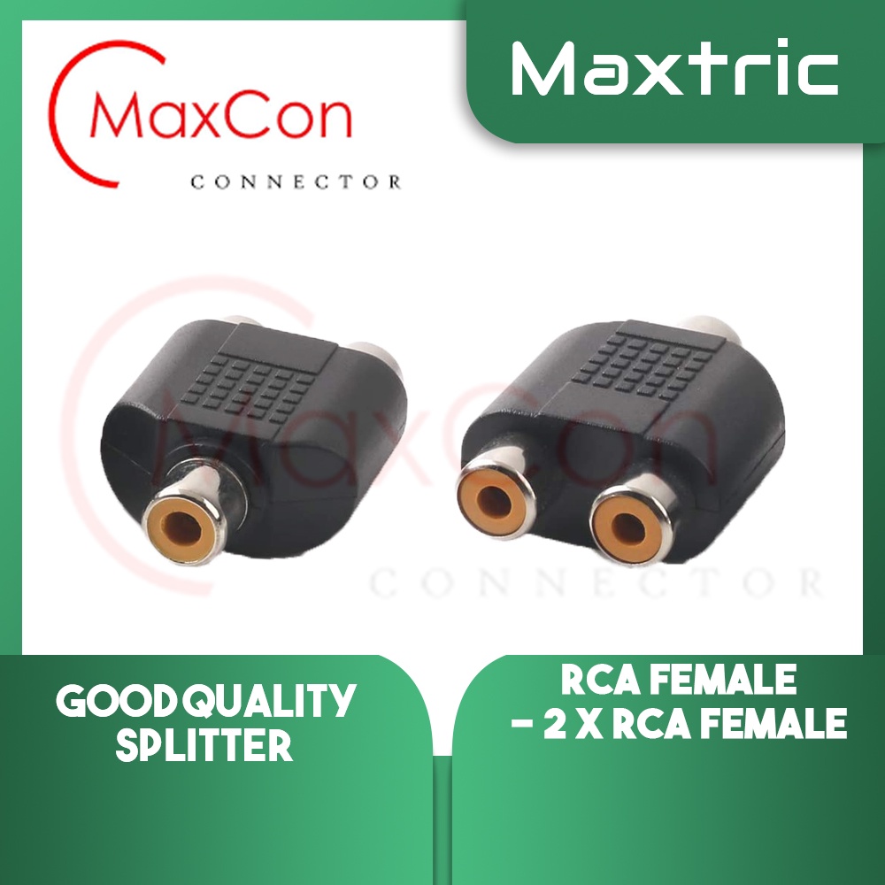 Maxcon RCA FEMALE to 2 x RCA FEMALE Splitter Adaptor / Y Type Adaptor ...