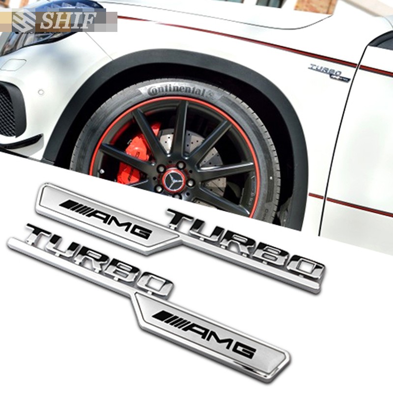2 X AMG Turbo Emblem Sticker Badge Fender Side Skirts Marker For ...