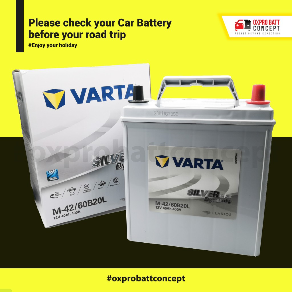 VARTA M42 - 60B20L (EFB) - Stop Start Car Battery- Bezza Advance, Myvi Eco-Idle, Nissan Serena ...