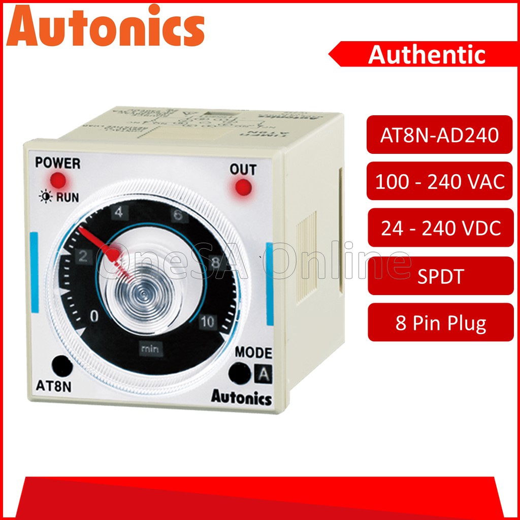 AUTONICS ANALOG TIMER (MULTI) AC100-240/DC24-240V 0.05S-100H(AT8N-A100 ...