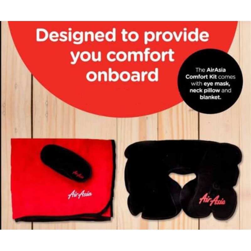 Air asia Emirates snuggle comfort kit blanket neck pillow eye shades ...