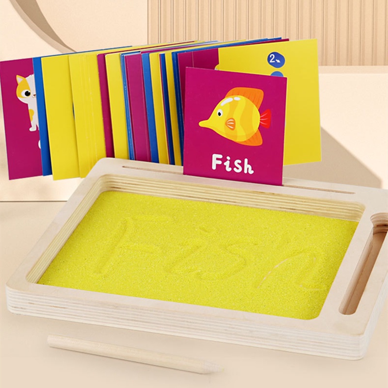 Treeyear Sand Tracing Tray - Wooden Montessori Sand Tray with Lid for ...