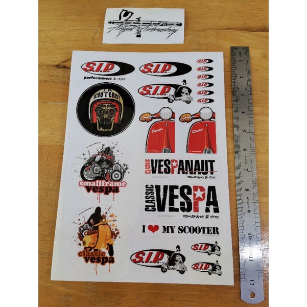 Sticker Set SIP with Vespa motif, A4-sheet | Shopee Malaysia