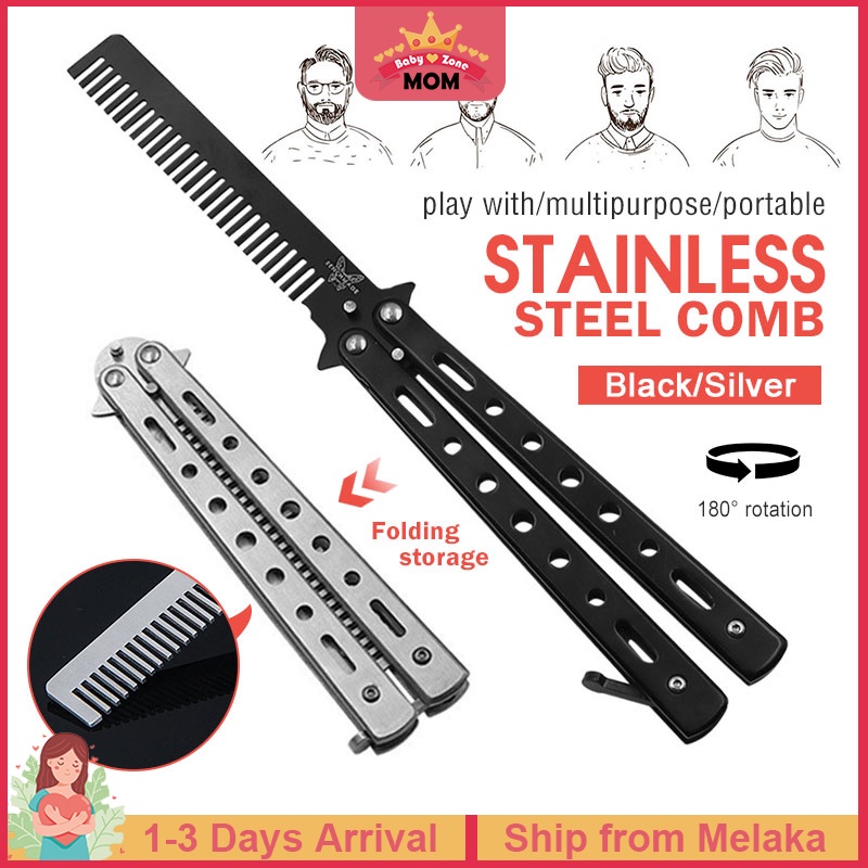 Foldable Comb Stainless Steel Practice Training Butterfly Knife Comb ...