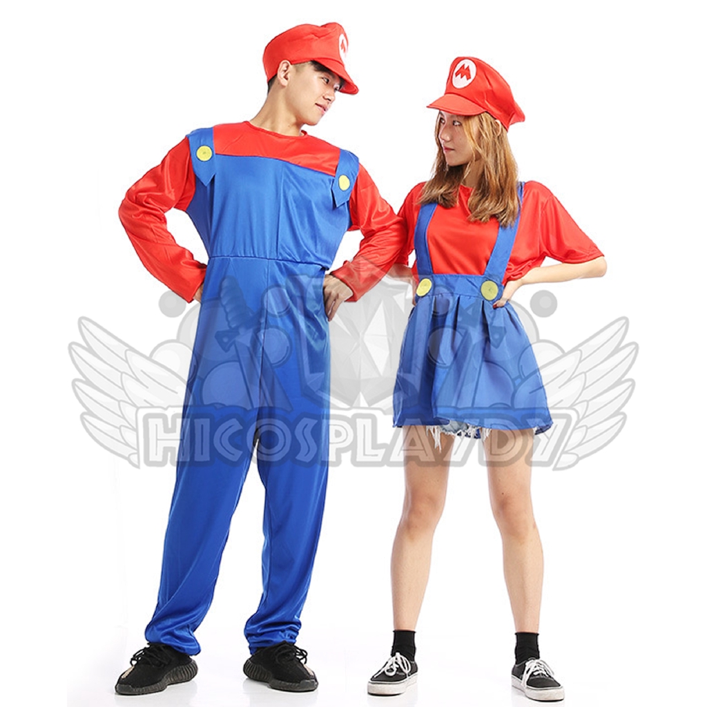 hiCosplaydy Super Mario Adult Teenager Boy Jumpsuit Set Cosplay ...