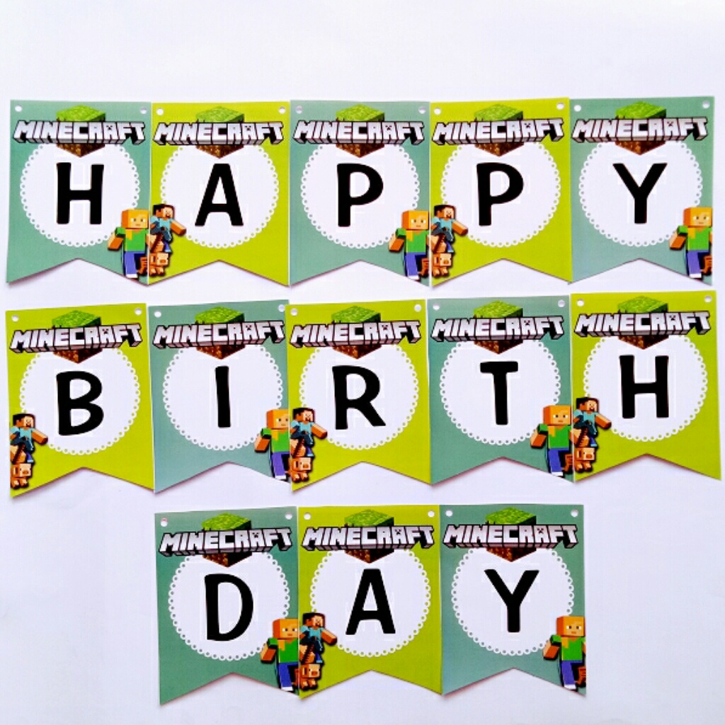 Banner flag bunting flag garland birthday flag happy birthday minecraft ...
