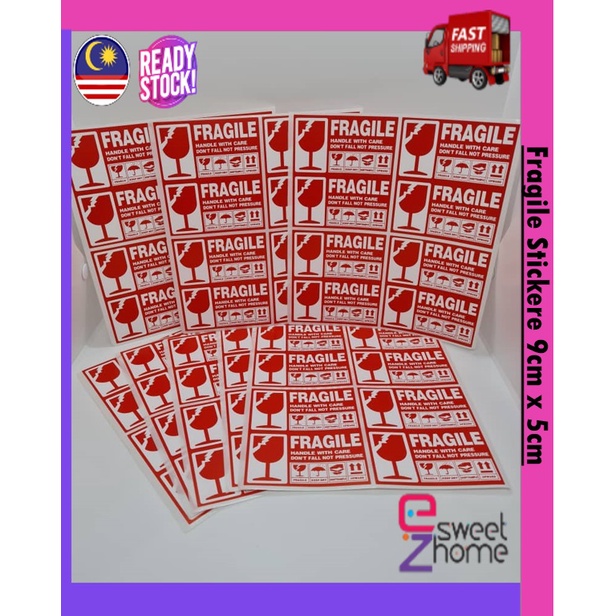 Fragile Sticker 9cm x 5cm Fragile Handle with care sticker ready Stock ...