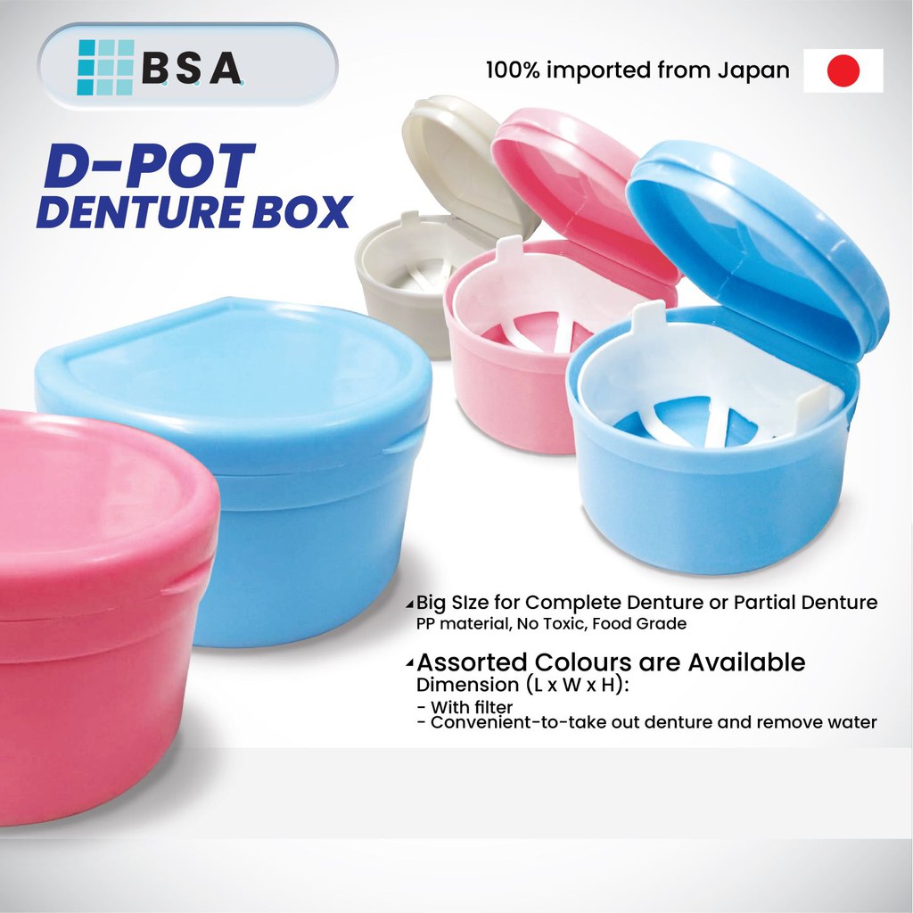 D-Pot Denture Box Retainer Box Denture Storage Container Holder (food ...