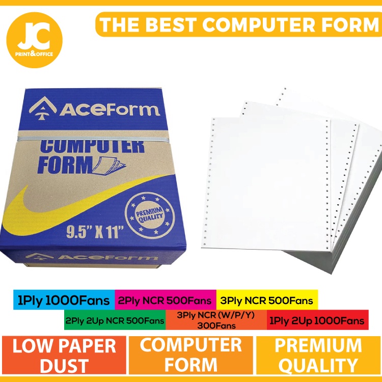 ACEFORM Premium Paper Computer Form NCR Paper 9.5" X 11" / All White ...